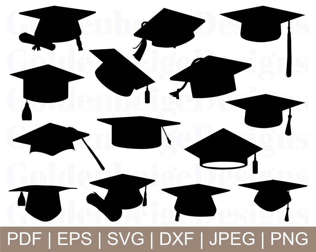 Graduation Hats Svg, Graduation Hats Vector, Graduation Hat Silhouette ...