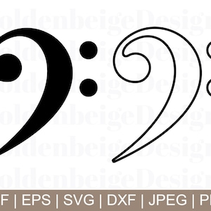 Bass Clef Svg, Bass Clef Vector, Bass Clef Silhouette, Musicale Note ...