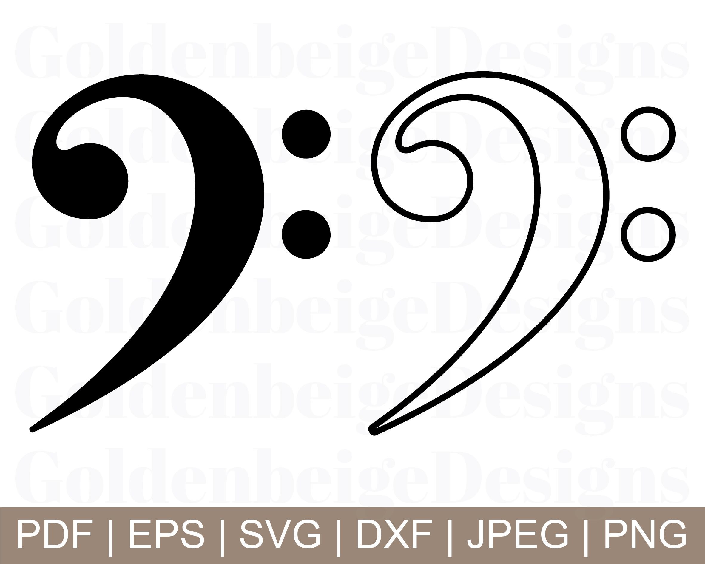 Bass Clef Svg, Bass Clef Vector, Bass Clef Silhouette, Musicale Note ...