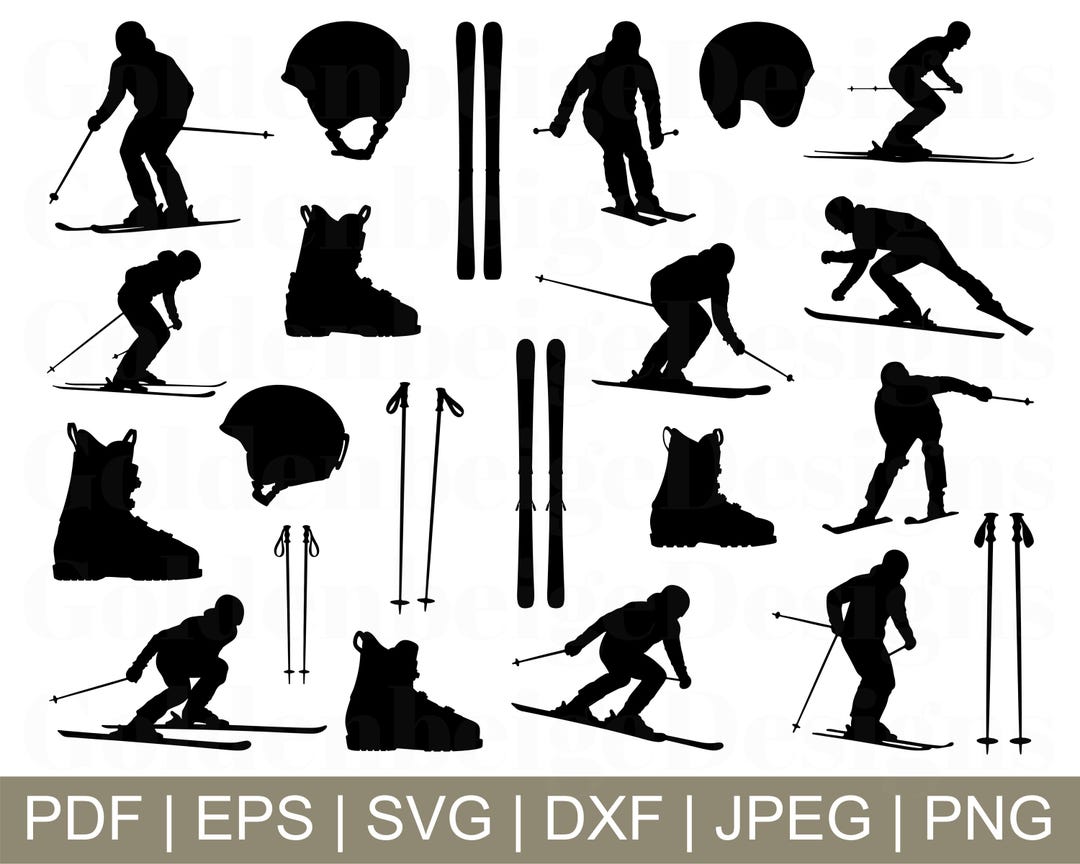 Skiing Svg, Ski Silhouette, Ski Cut File, Ski Vector, Ski Cricut, Ski ...