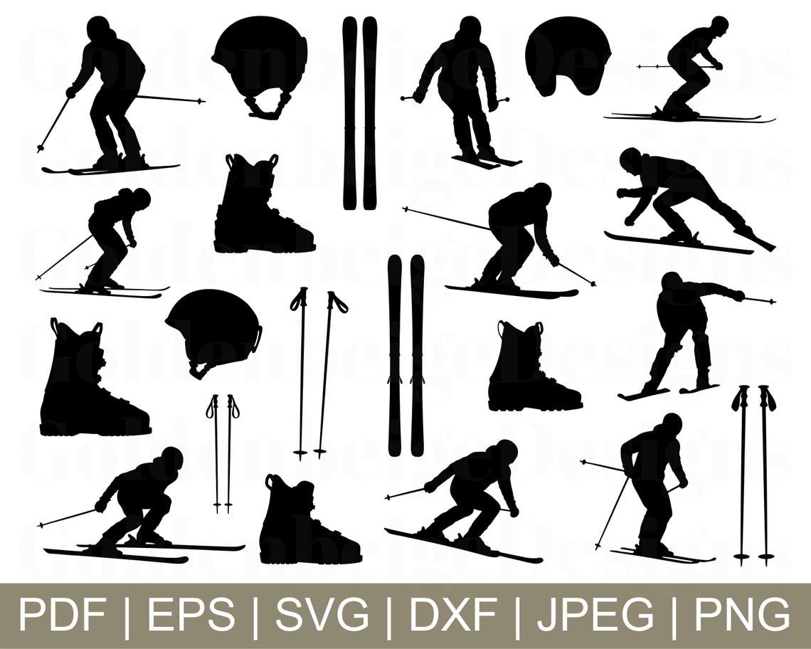 Skiing Svg, Ski Silhouette, Ski Cut File, Ski Vector, Ski Cricut, Ski ...