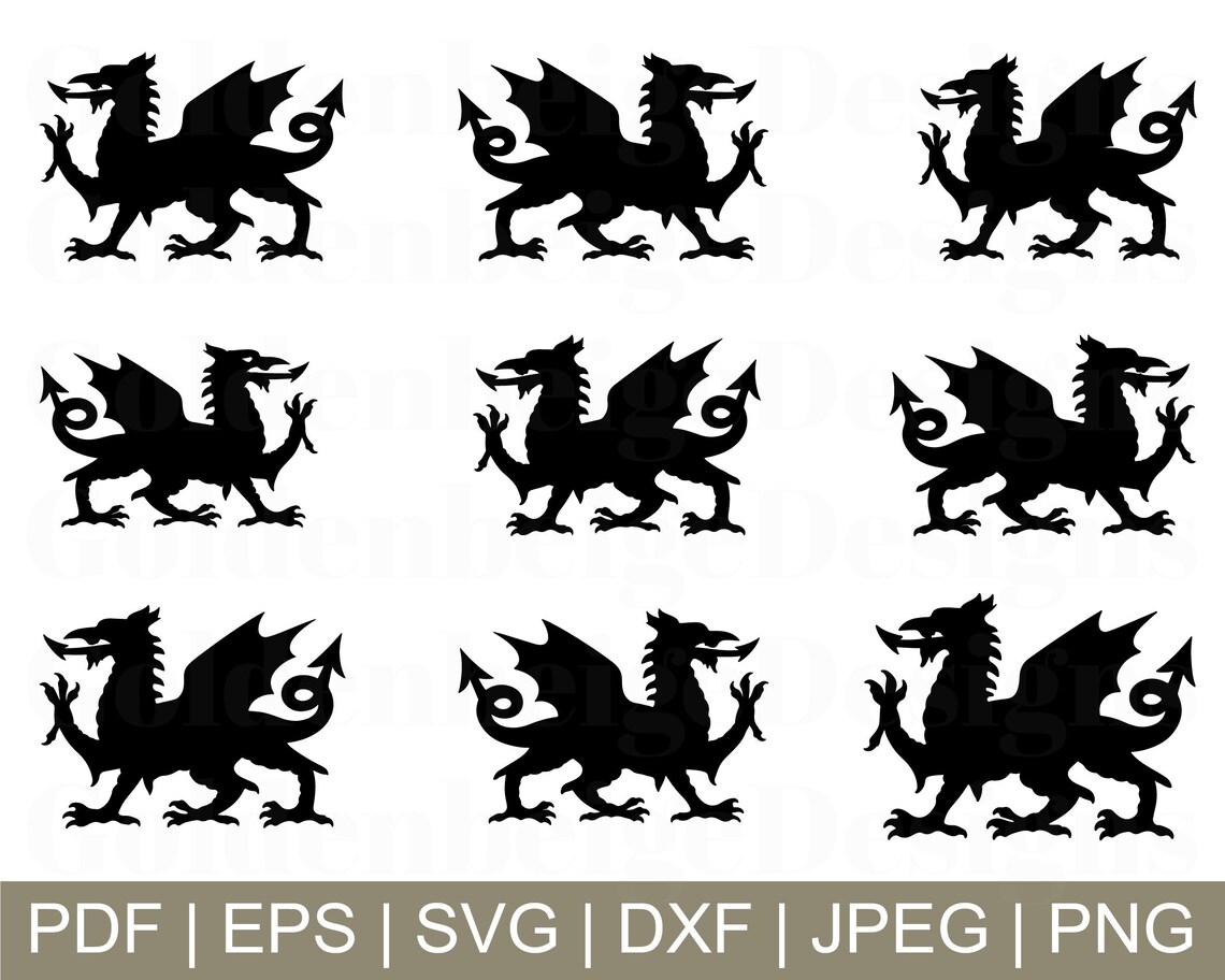 Welsh Dragon Svg, Welsh Dragon Silhouette, Welsh Dragon Cut File ...