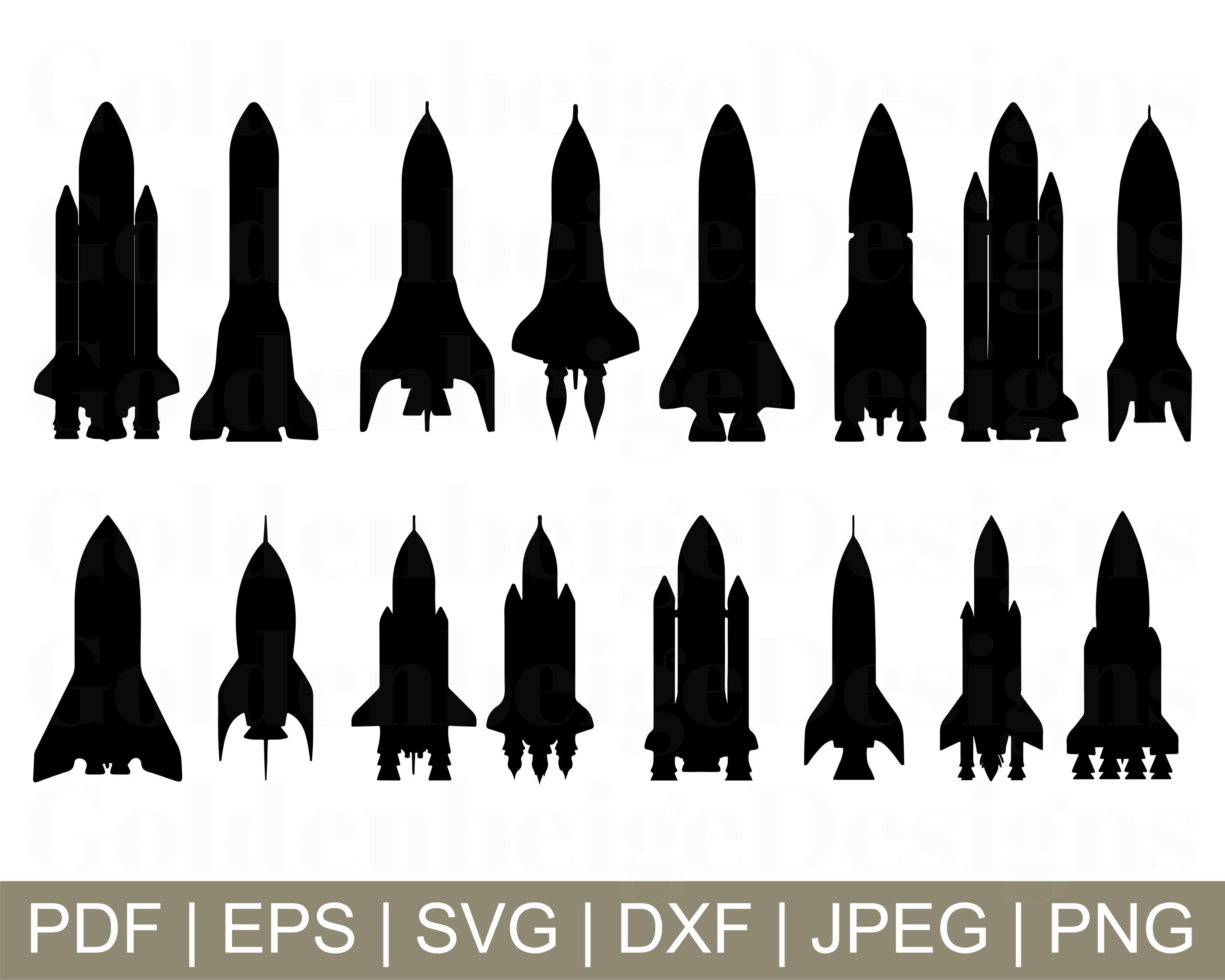 Space Rockets Svg, Space Rockets Silhouette, Space Rockets Vector ...