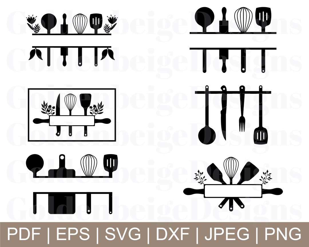 Kitchen Utensils Split Svg, Utensils Split Monogram, Cooking Cut File ...