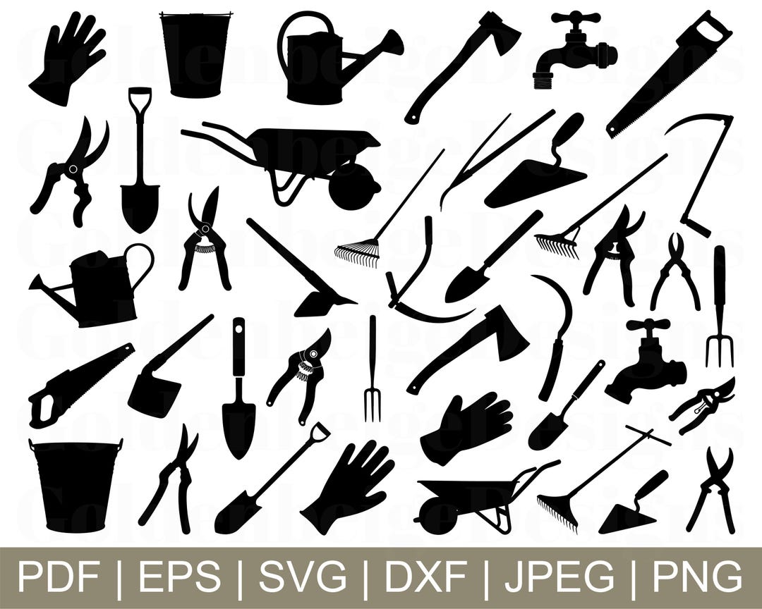 Garden Tools Svg, Garden Tools Cut File, Garden Tool Silhouette, Tools ...