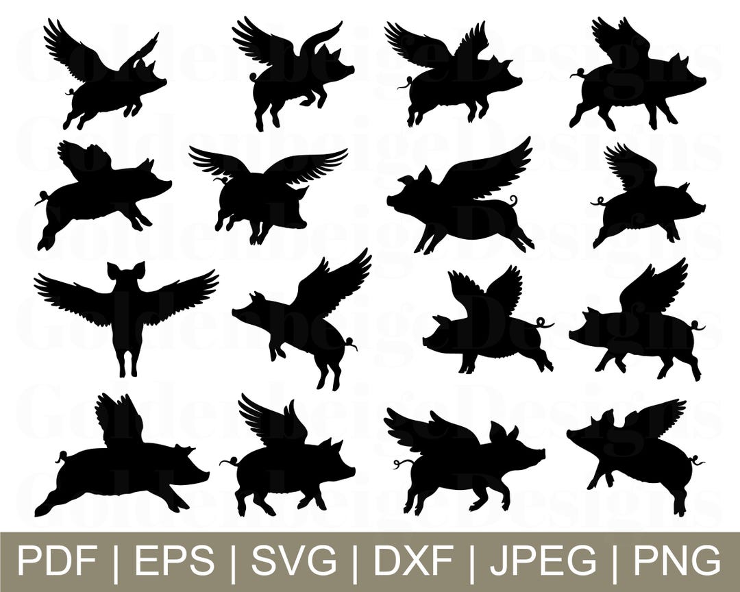 Flying Pigs Svg, Flying Pigs Vector, Flying Pigs Silhouette, Pigd Cut ...