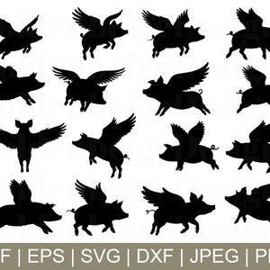 Flying Pigs Svg, Flying Pigs Vector, Flying Pigs Silhouette, Pigd Cut ...