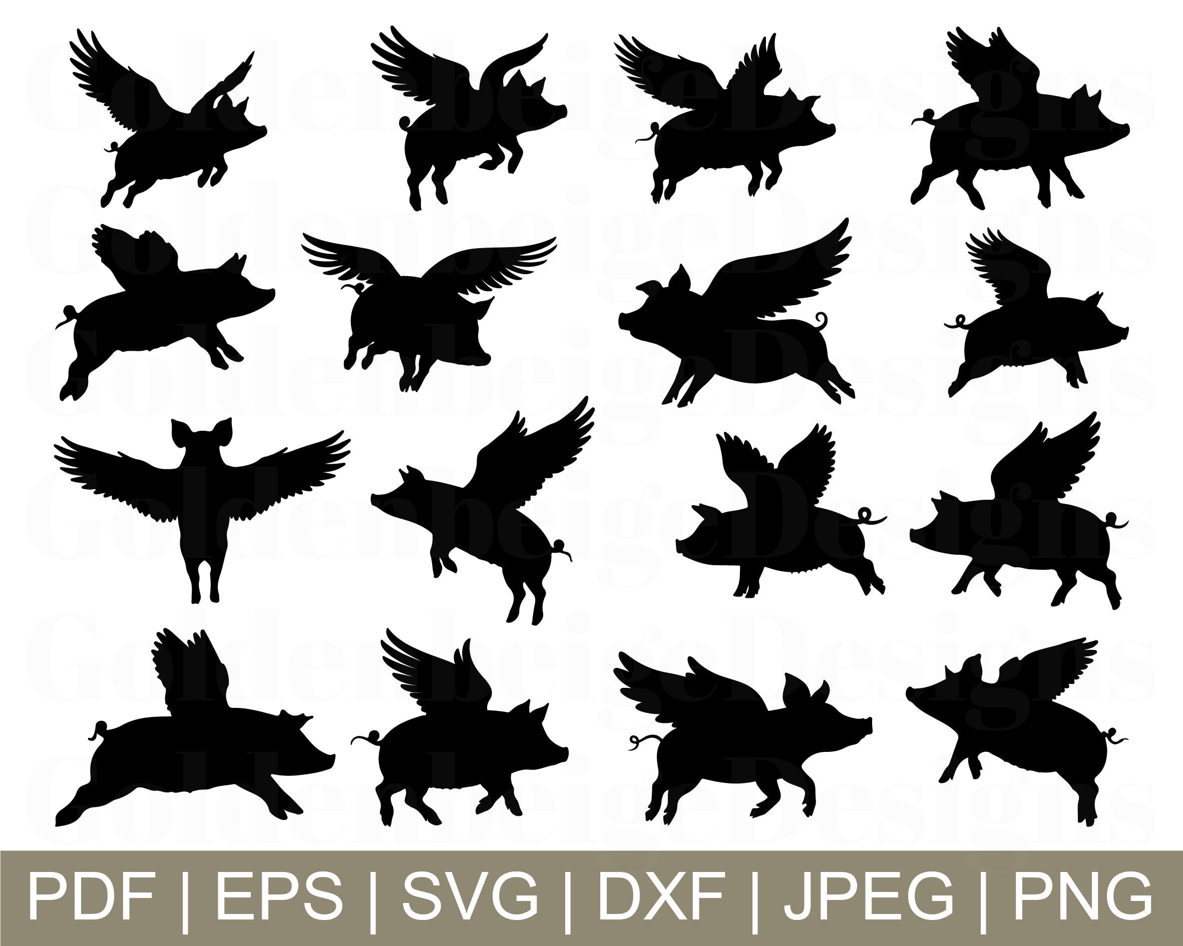 Flying Pigs Svg, Flying Pigs Vector, Flying Pigs Silhouette, Pigd Cut ...