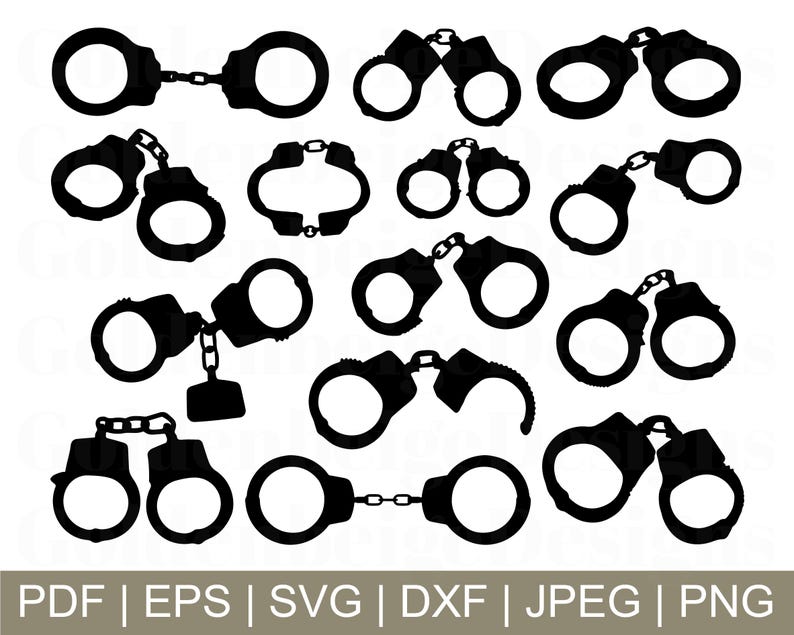 Handcuff Svg, Handcuff Vector, Handcuff Silhouette, Handcuff Cricut ...