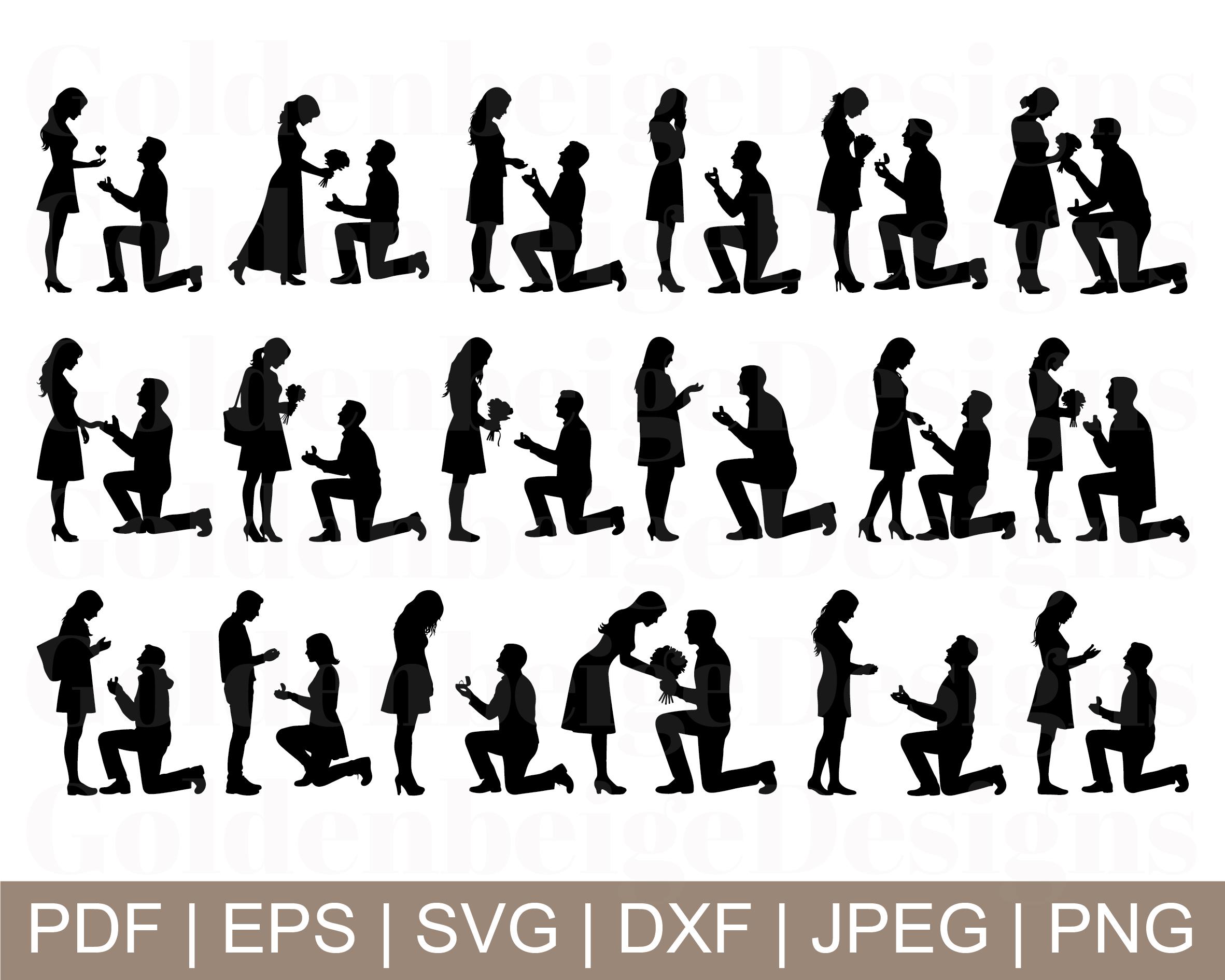 Wedding Proposal Vector, Proposing Svg, Proposing Cut File, Man ...