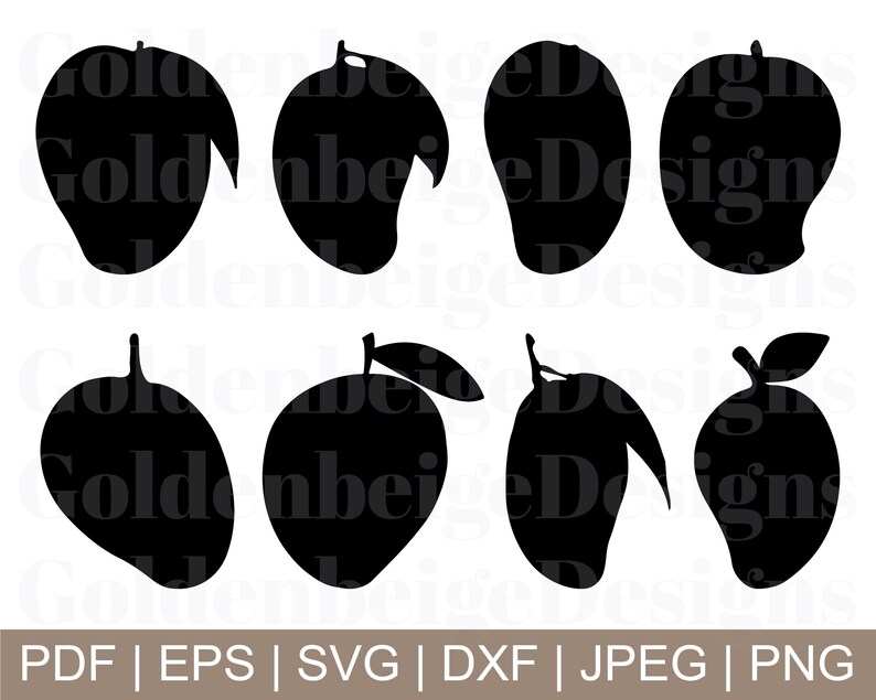 Mango Svg, Mango Silhouette, Mango Fruit Vector, Mango Dxf, Mango ...
