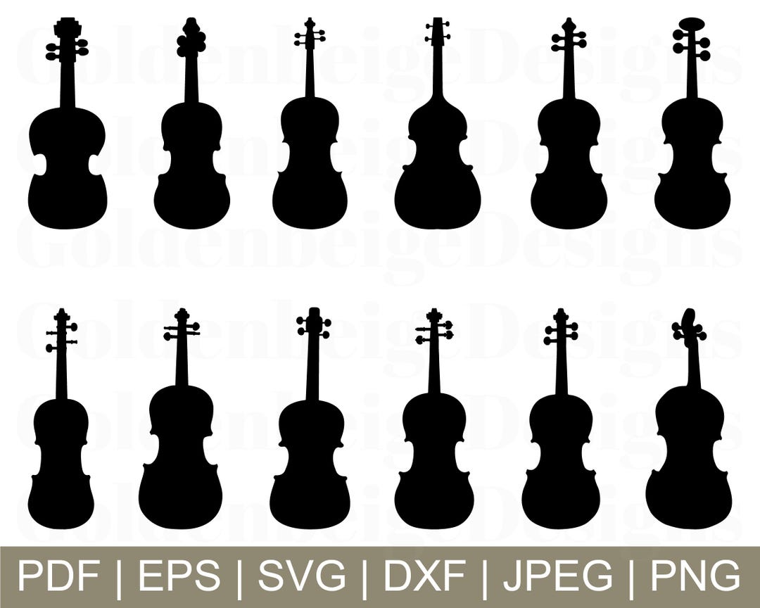Violin Svg, Violin Vector, Musical Instrument Silhouette, Violin Dxf ...