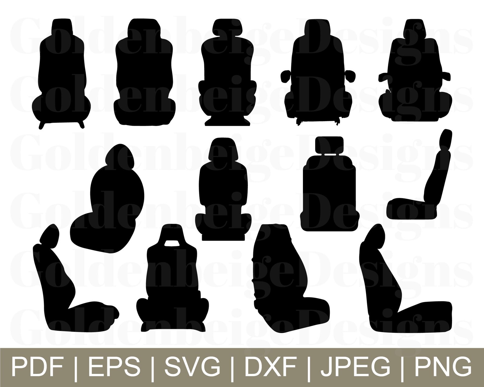 Car Seats Svg, Car Seats Silhouette, Car Seats Vector, Car Seats ...