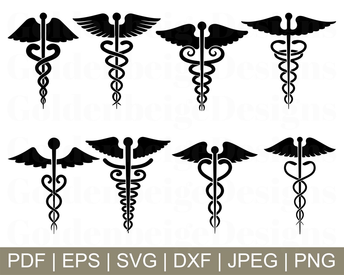 Caduceus Svg, Caduceus Silhouette, Caduceus Cut File, Medical Symbol, Medical Symbol Vector ...