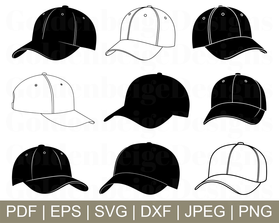 Baseball Hat Svg, Baseball Hats Cut File, Baseball Hat Silhouette ...