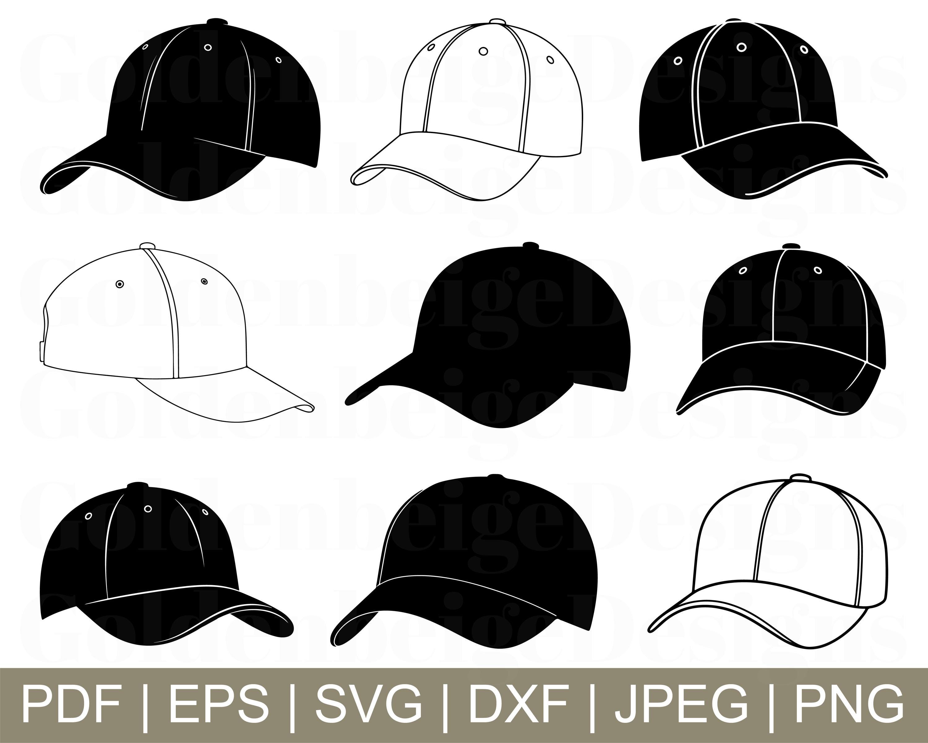 Baseball Hat Svg, Baseball Hats Cut File, Baseball Hat Silhouette ...
