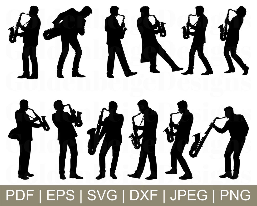 Saxophone Player Svg, Saxophone Player Silhouette, Saxophone Player ...