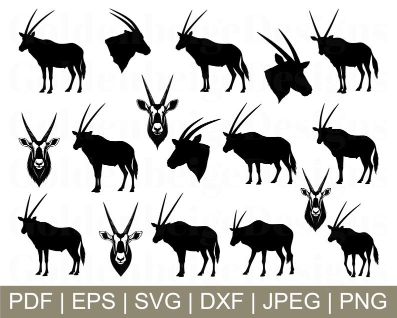 Oryx Svg, Oryx Silhouette, Oryx Cut File, Oryx Cricut, Oryx Dxf, Jpeg ...