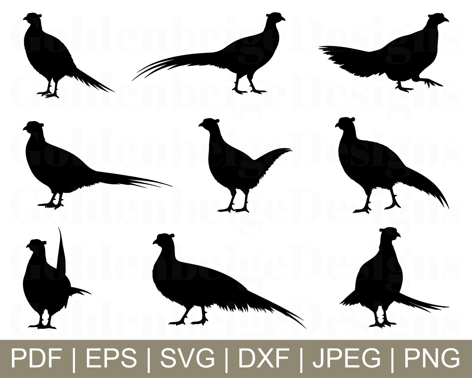 Pheasant Svg, Pheasant Cut File, Pheasant Silhouette, Pheasant Dxf ...