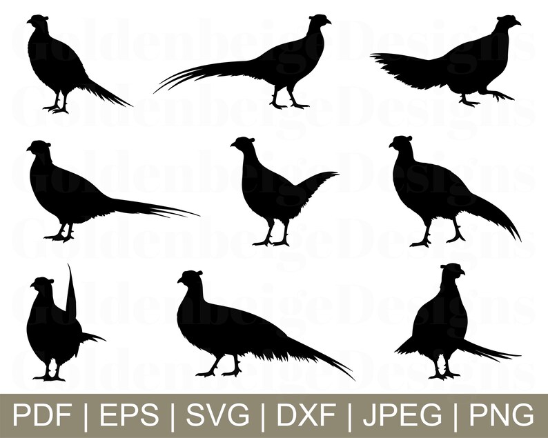Pheasant Svg, Pheasant Cut File, Pheasant Silhouette, Pheasant Dxf ...