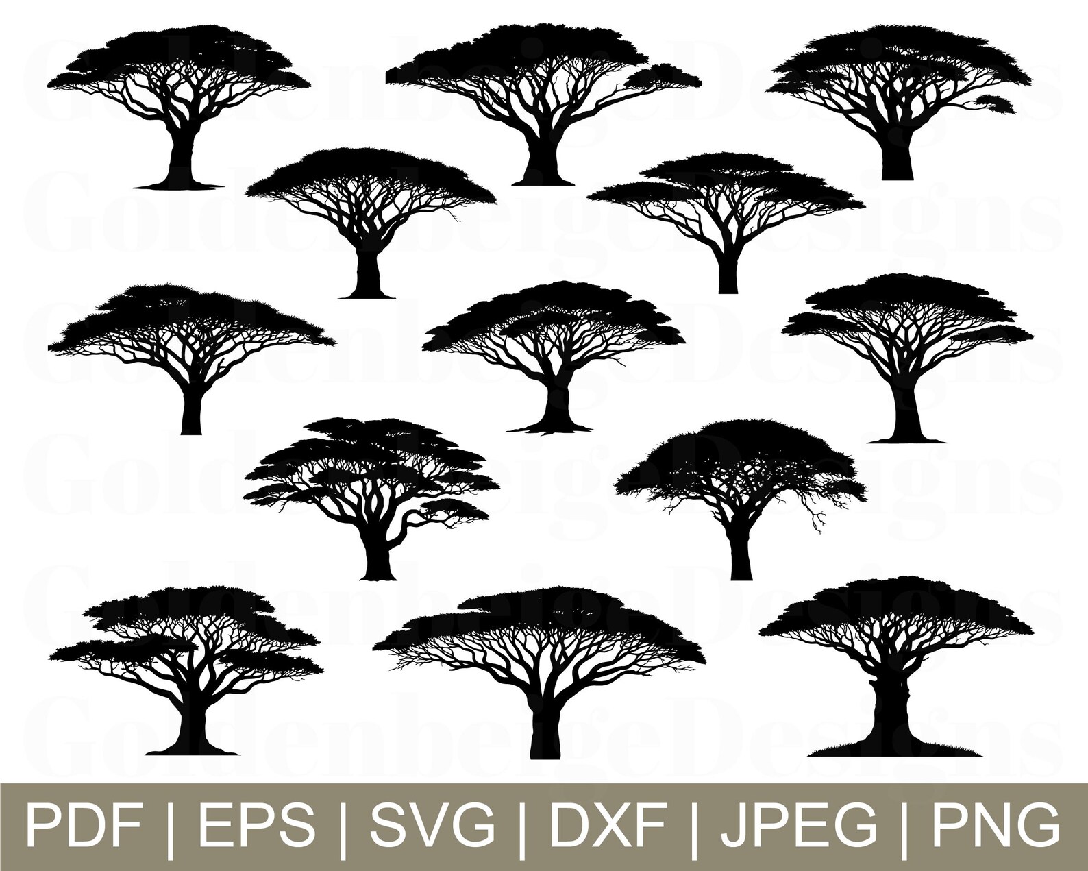African Tree Svg, African Tree Cut File, African Tree Silhouette ...