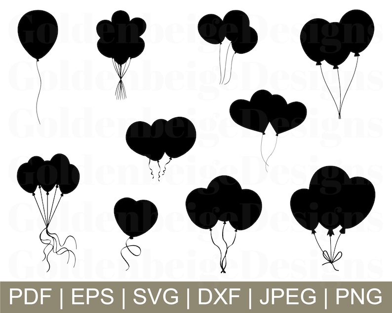 Globos Svg, Globos Vector, Globos Silueta, Globo Cricut, Archivo De ...