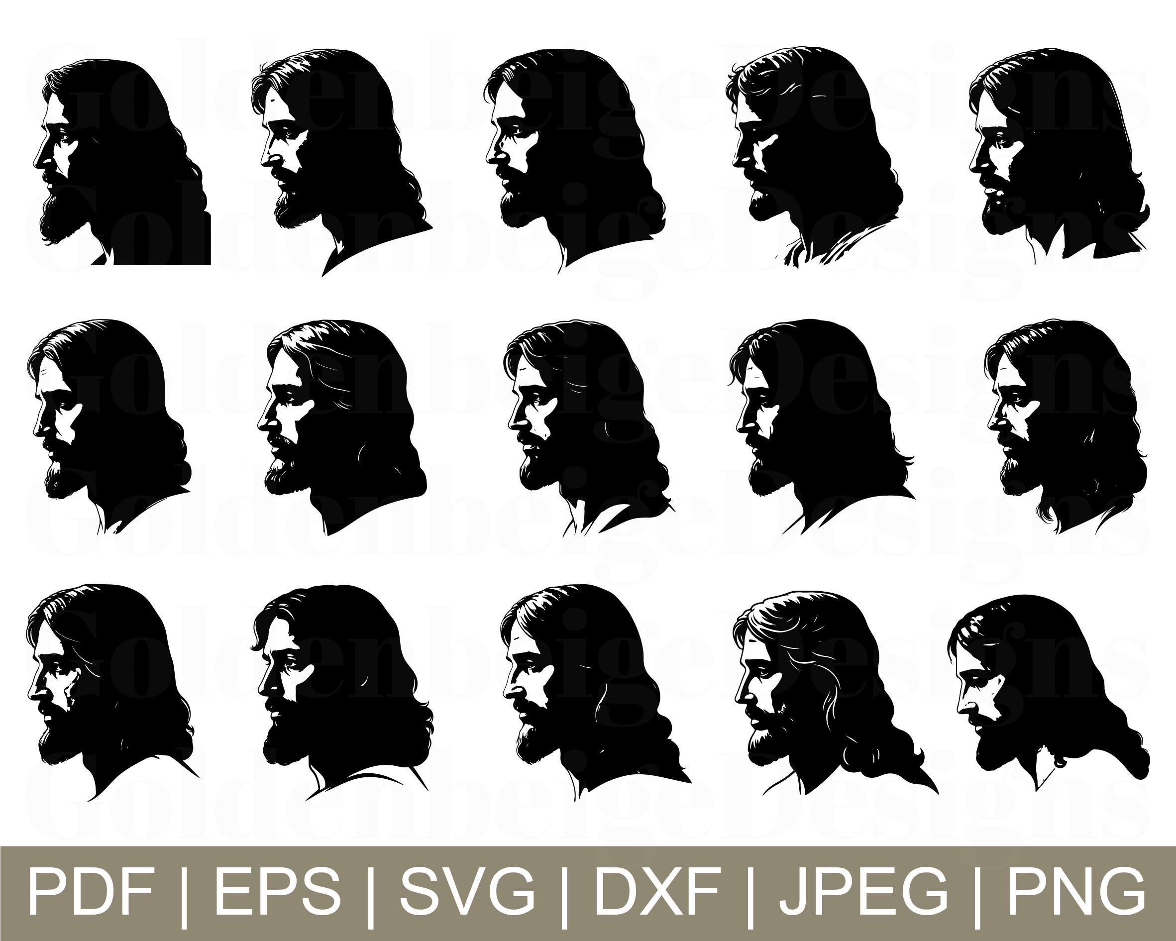 Jesus Svg, Jesus Silhouette, Jesus Cut File, Jesus Vector, Jesus Head ...