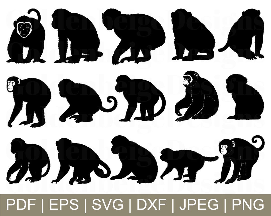 Monkey Svg, Monkey Cut File, Monkey Silhouette, Monkey Cricut, Dxf ...