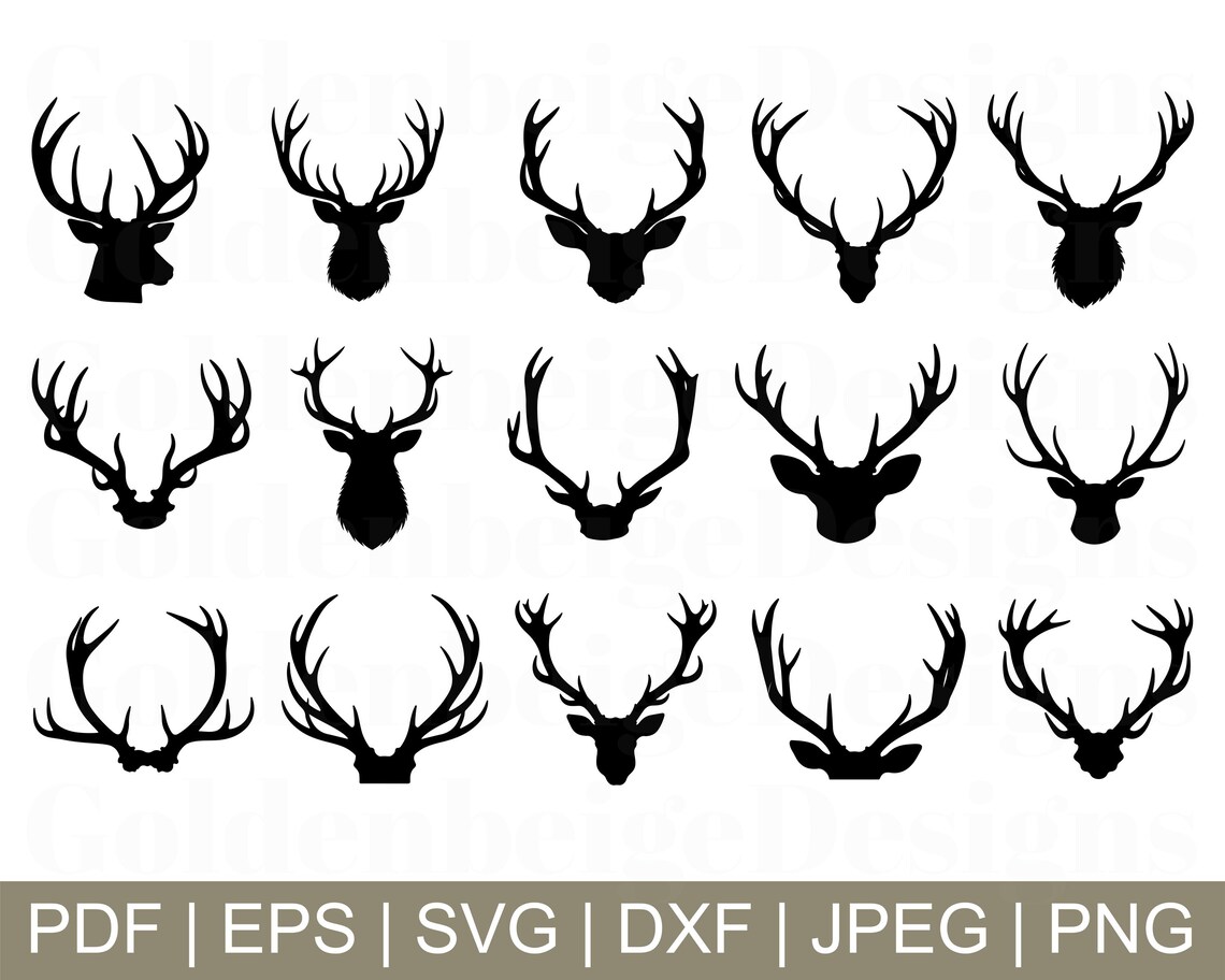 Deer Antlers Svg, Deer Antlers Silhouette, Deer Antler Cut File, Deer ...