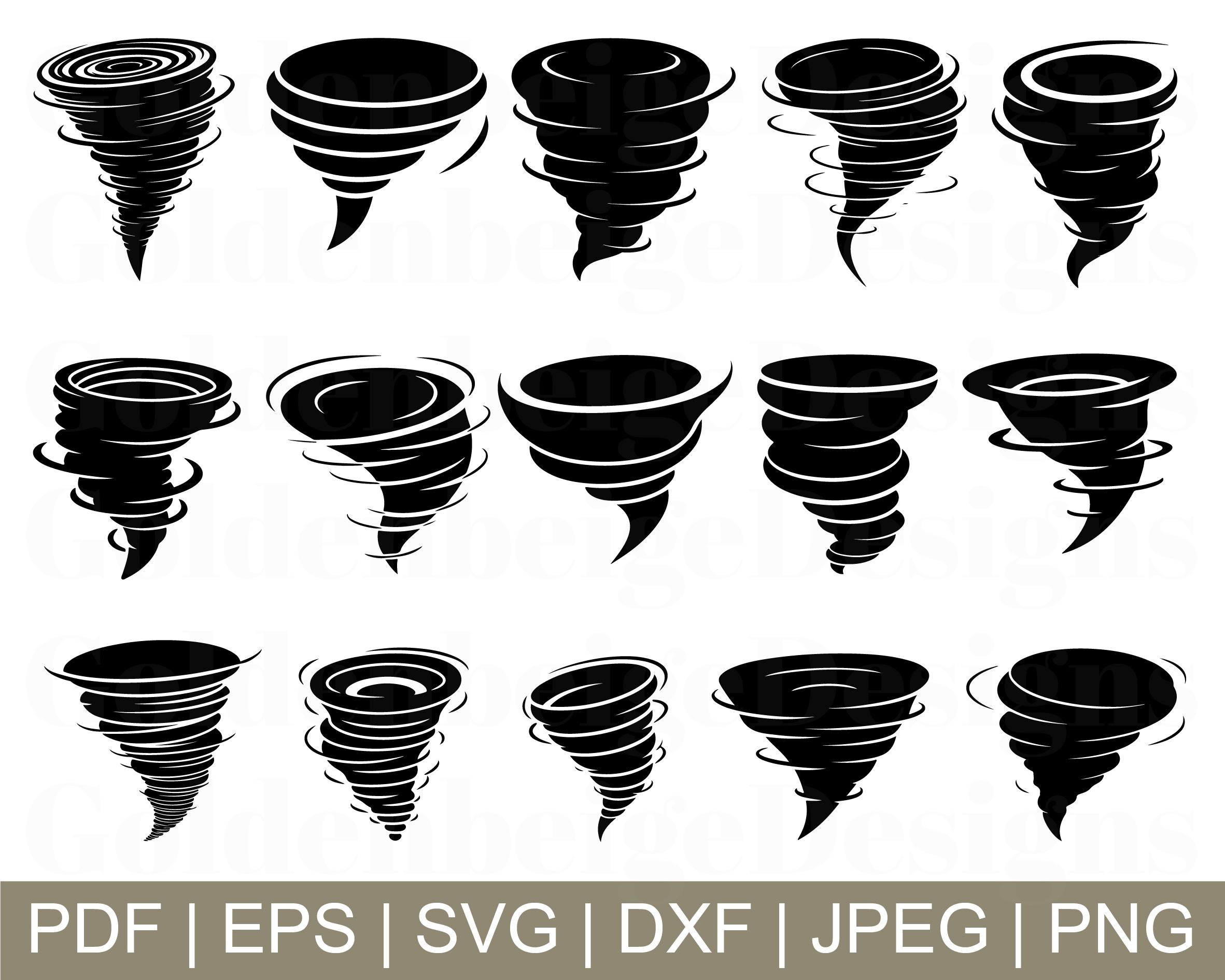 Tornado Svg, Tornado Cut File, Tornado Silhouette, Tornado Vector ...