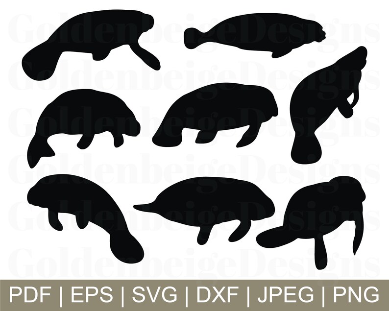 Manatee Svg, Manatee Vector, Manatee Silhouette, Under Ocean, Manatee ...