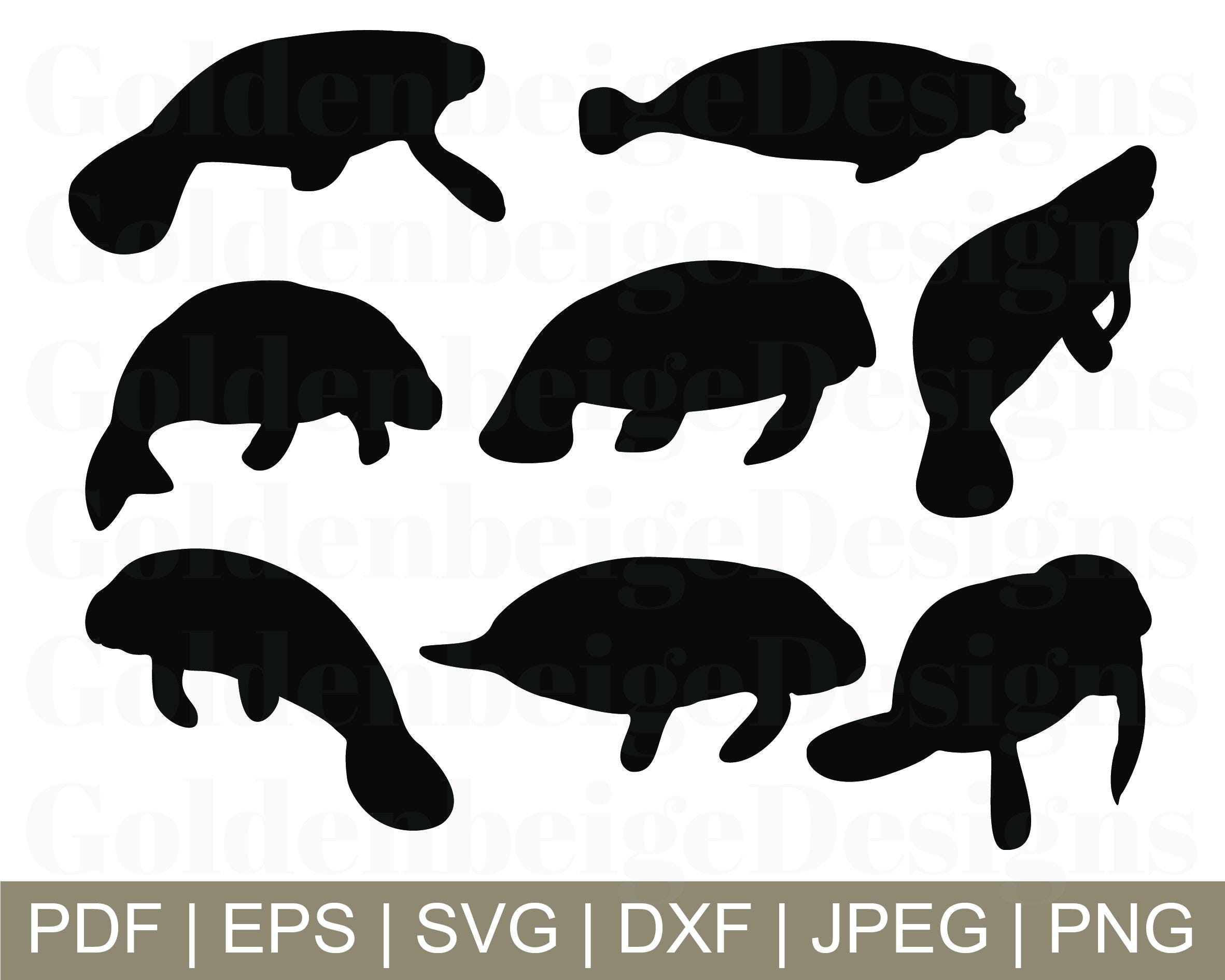 Manatee Svg, Manatee Vector, Manatee Silhouette, Under Ocean, Manatee ...