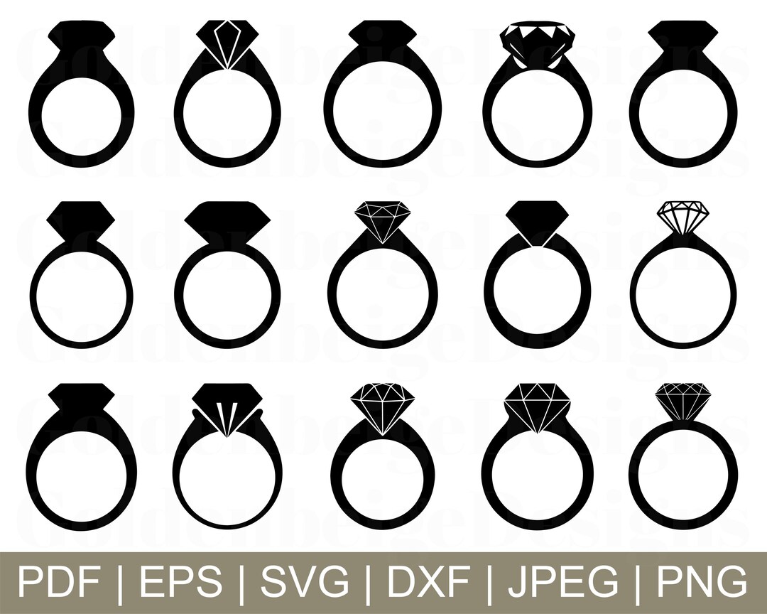 Diamond Rings Svg, Diamond Ring Cut File, Diamond Ring Silhouette ...
