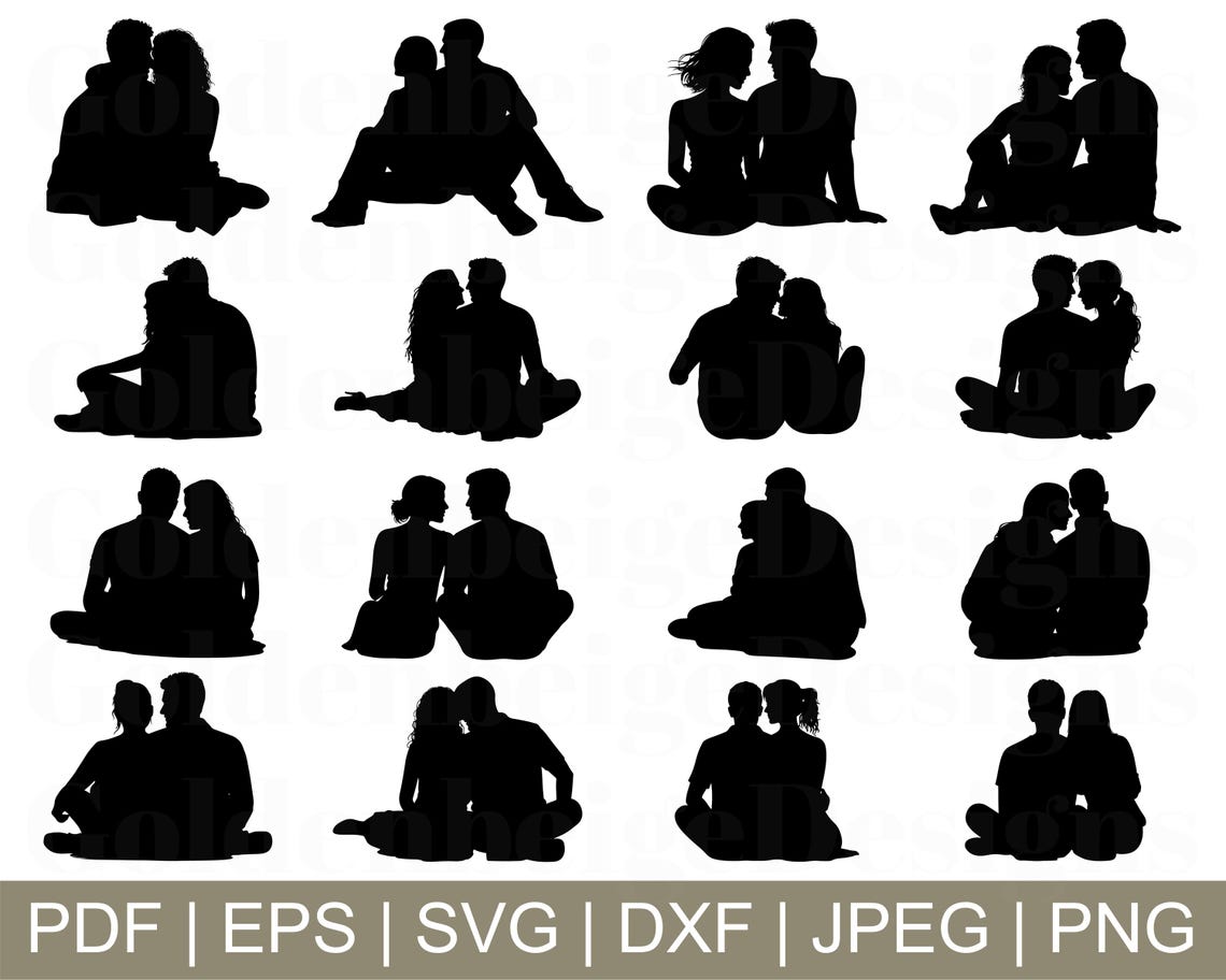 Couple Sitting Svg, Couple Sitting Cut File, Couple Sitting Cuple ...