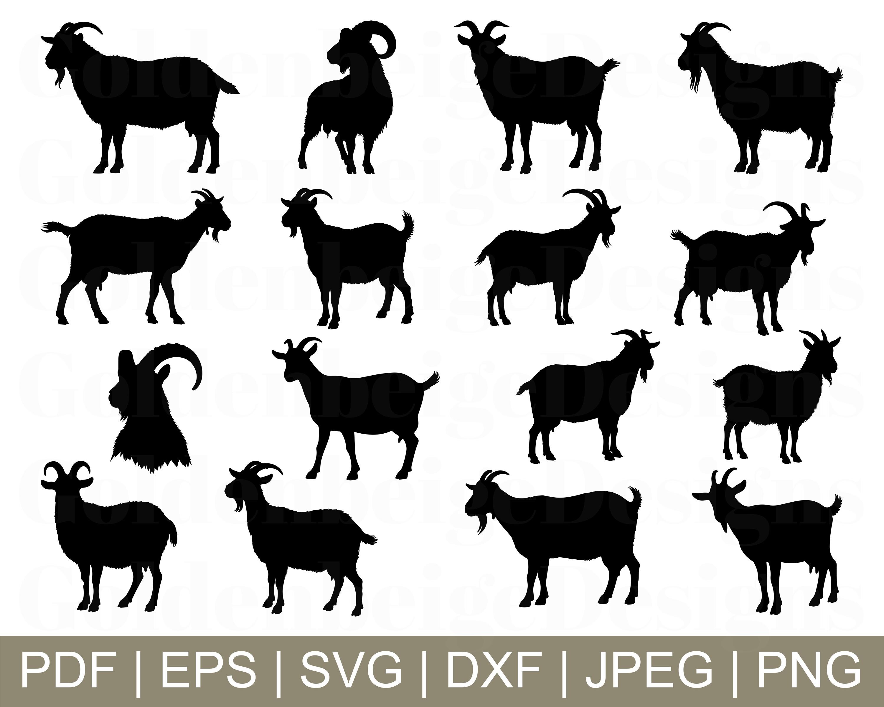 Goats Svg, Goats Vector, Goats Cut File, Goats Silhouette, Goats Dxf ...