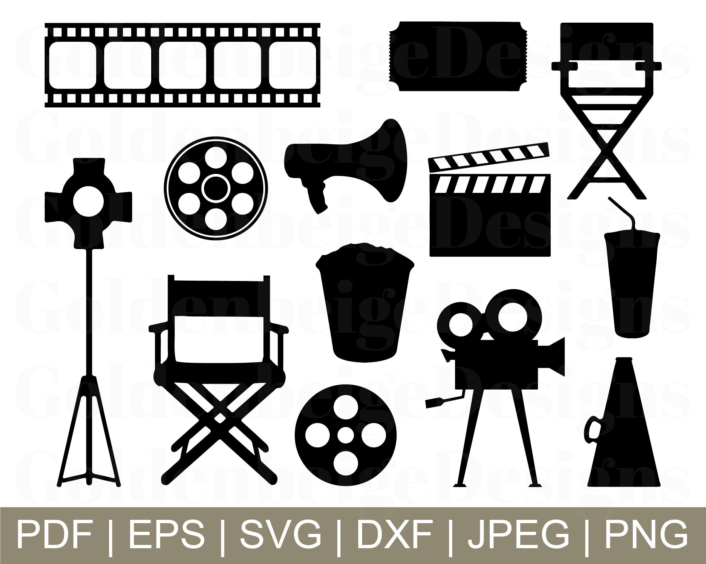 Movie Elements Svg, Movie Tools Silhouette, Camera, Film Making ...