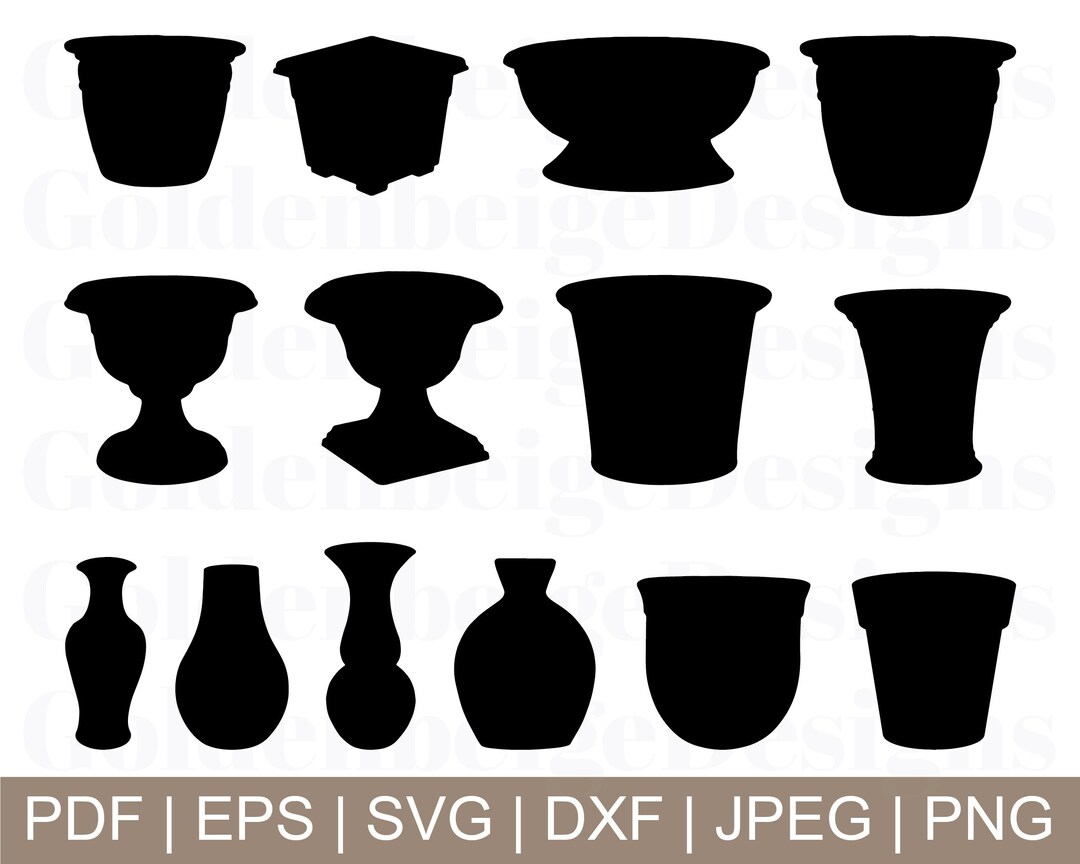 Flower Pot Svg, Flower Pot Vector, Flower Pot Silhouette, Flower Pot ...