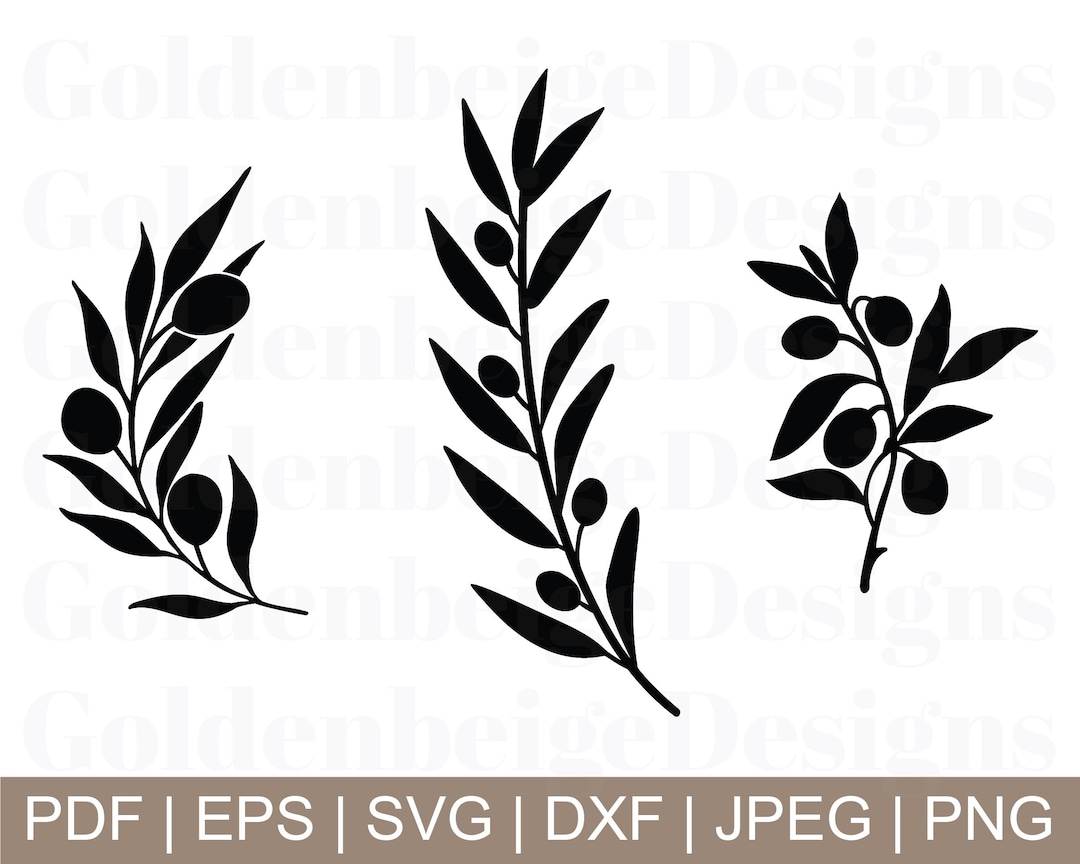 Olive Branch Svg, Olive Branch Vector, Olives Branch Silhouette, Dxf ...
