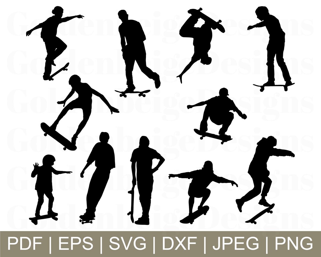 Skaters Svg, Skaters Vector, Skating Silhouette, Dxf, Jpeg, Png - Etsy