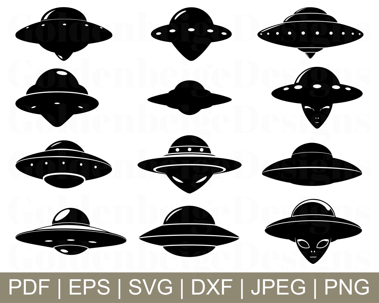 Ufo Svg, Ufo Silhouette, Alien Ufo Vector, Ufo Cut File, Ufo Dxf, Jpeg ...