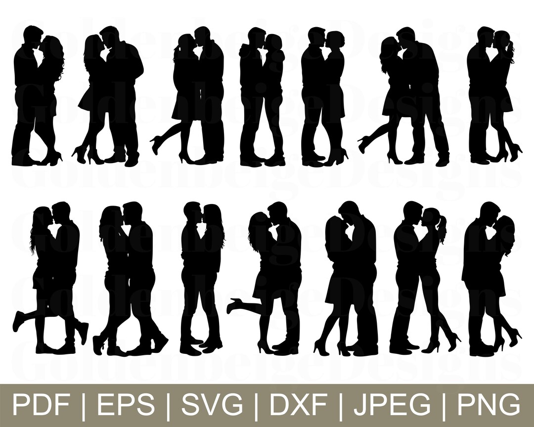 Couple Kissing Svg, Couple Kissing Vector, Couple Kissing Silhouette ...