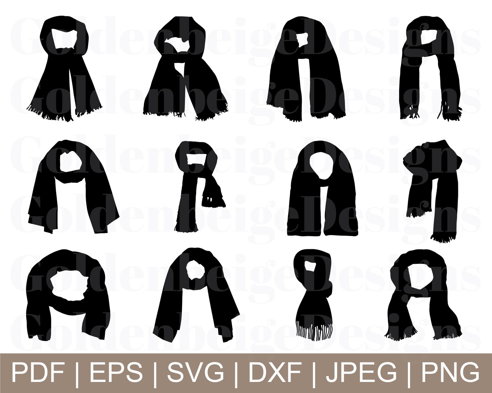 Scarf Svg, Scarf Vector, Scarf Dxf, Scarf Silhouette, Scarf Cut File ...