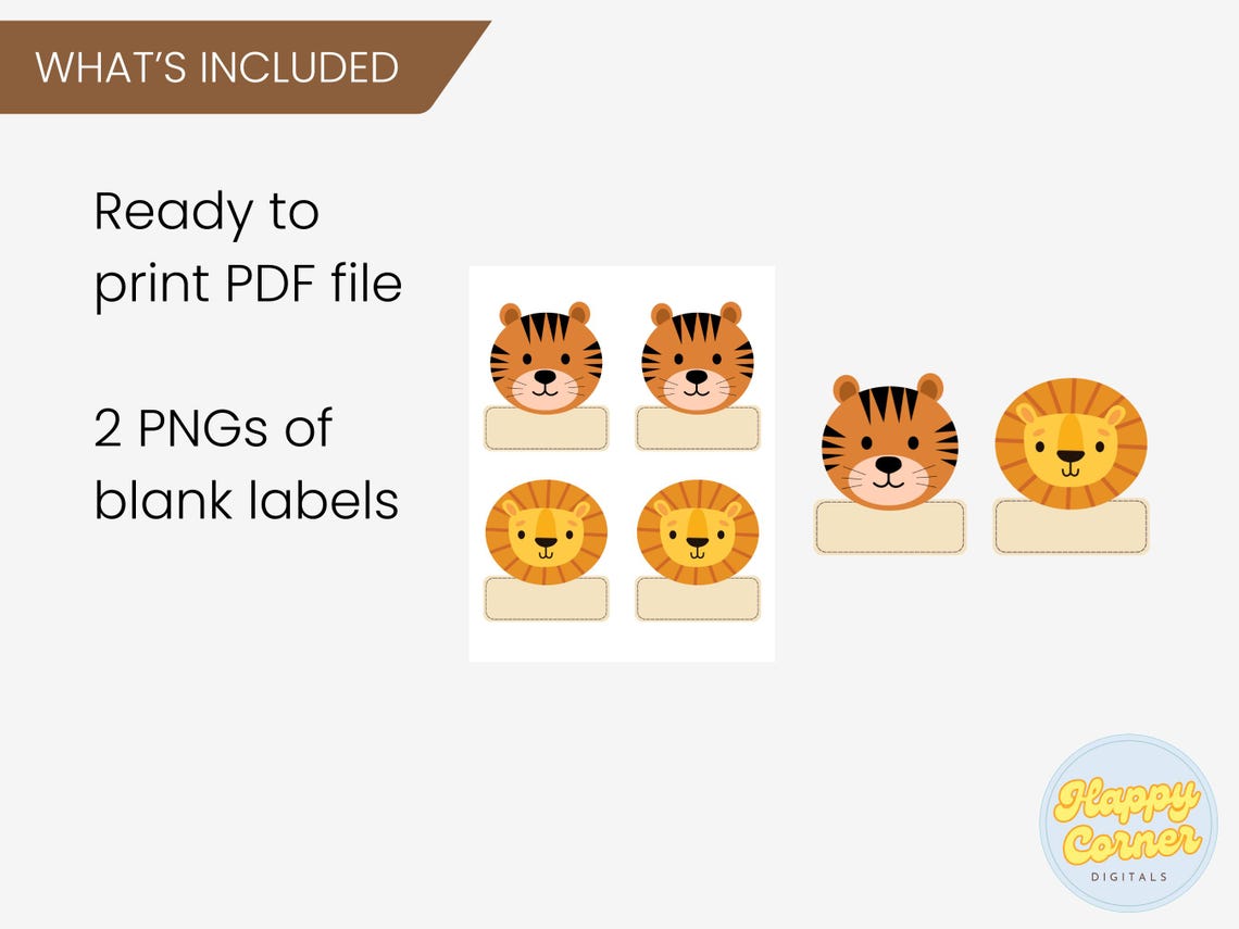 Wild Safari Cubby Name Tags Editable Animal Name Tags Tiger and Lion ...