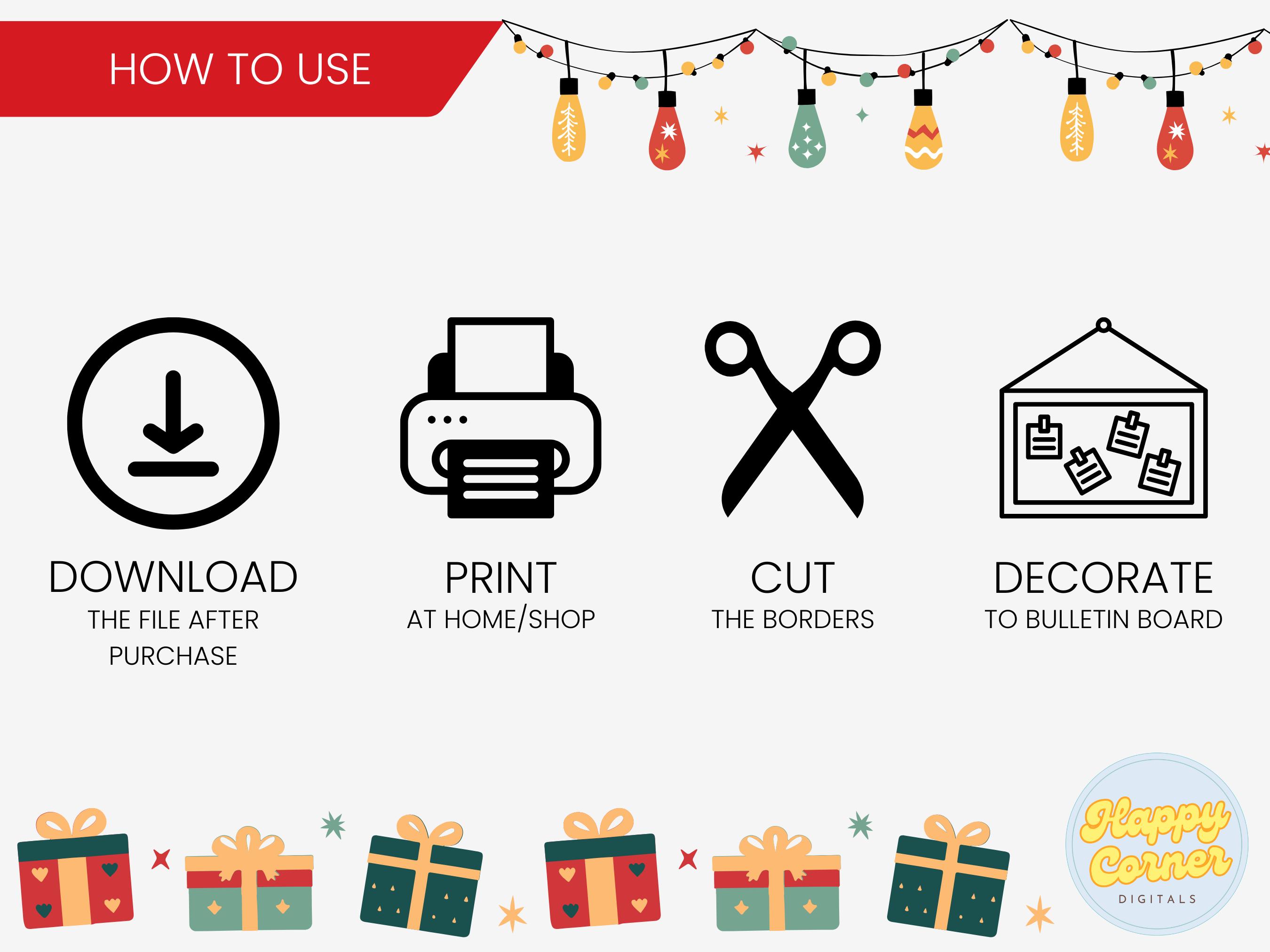 Christmas Bulletin Board Borders Printable Holiday Border Display ...