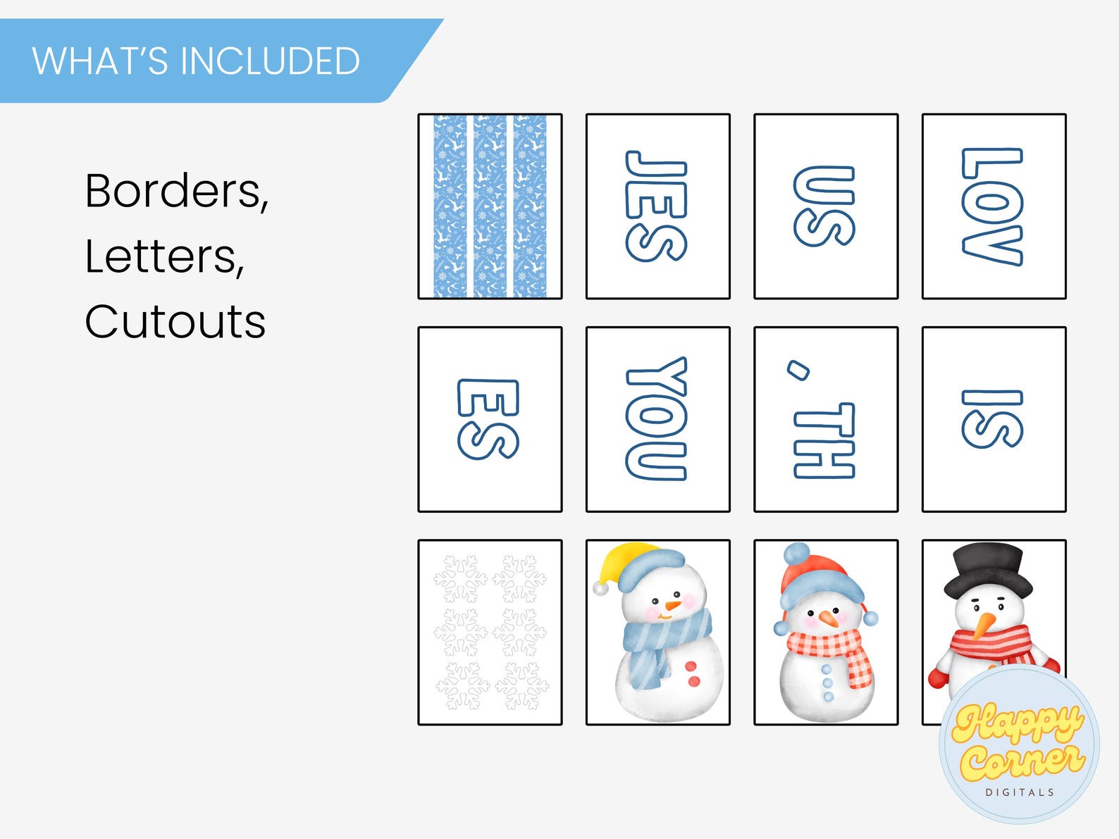 Kids Winter Church Cute Bulletin Board Kit Printable Jesus Snowman ...