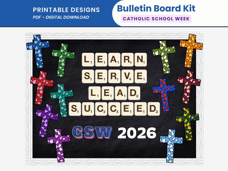 Catholic School Week 2026 Positive Growth Mindset Bulletin Board Kit ...