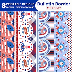 4th of July Seamless Bulletin Board Border Display Printable Patriotic ...