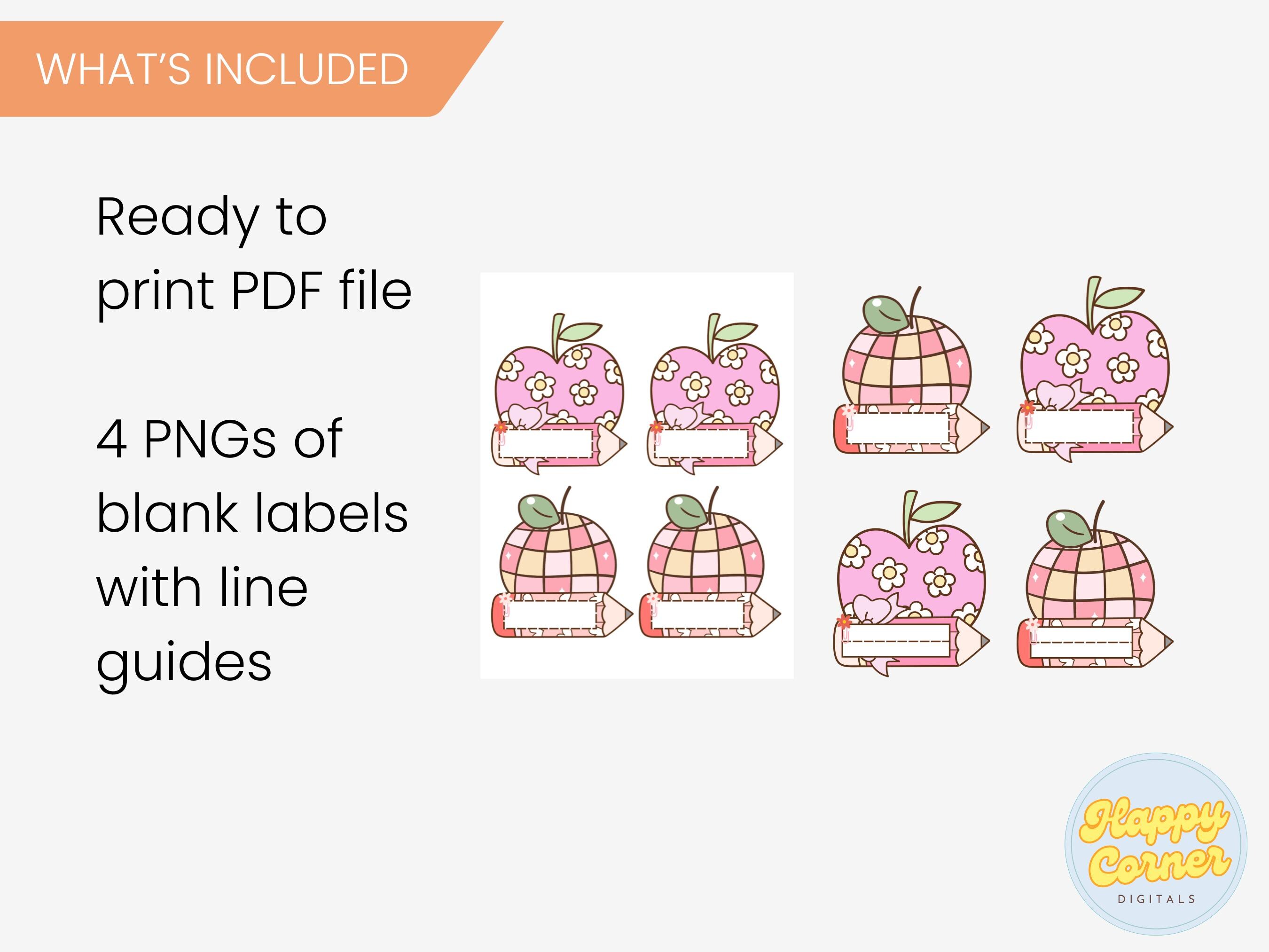 Pastel Retro Apple Cubby Name Tags Printable Groovy Apple Cubby Tags ...