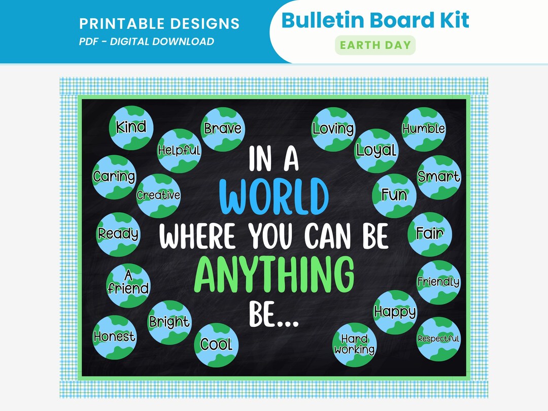 Earth Day Motivational Bulletin Board Kit Printable Inspirational ...