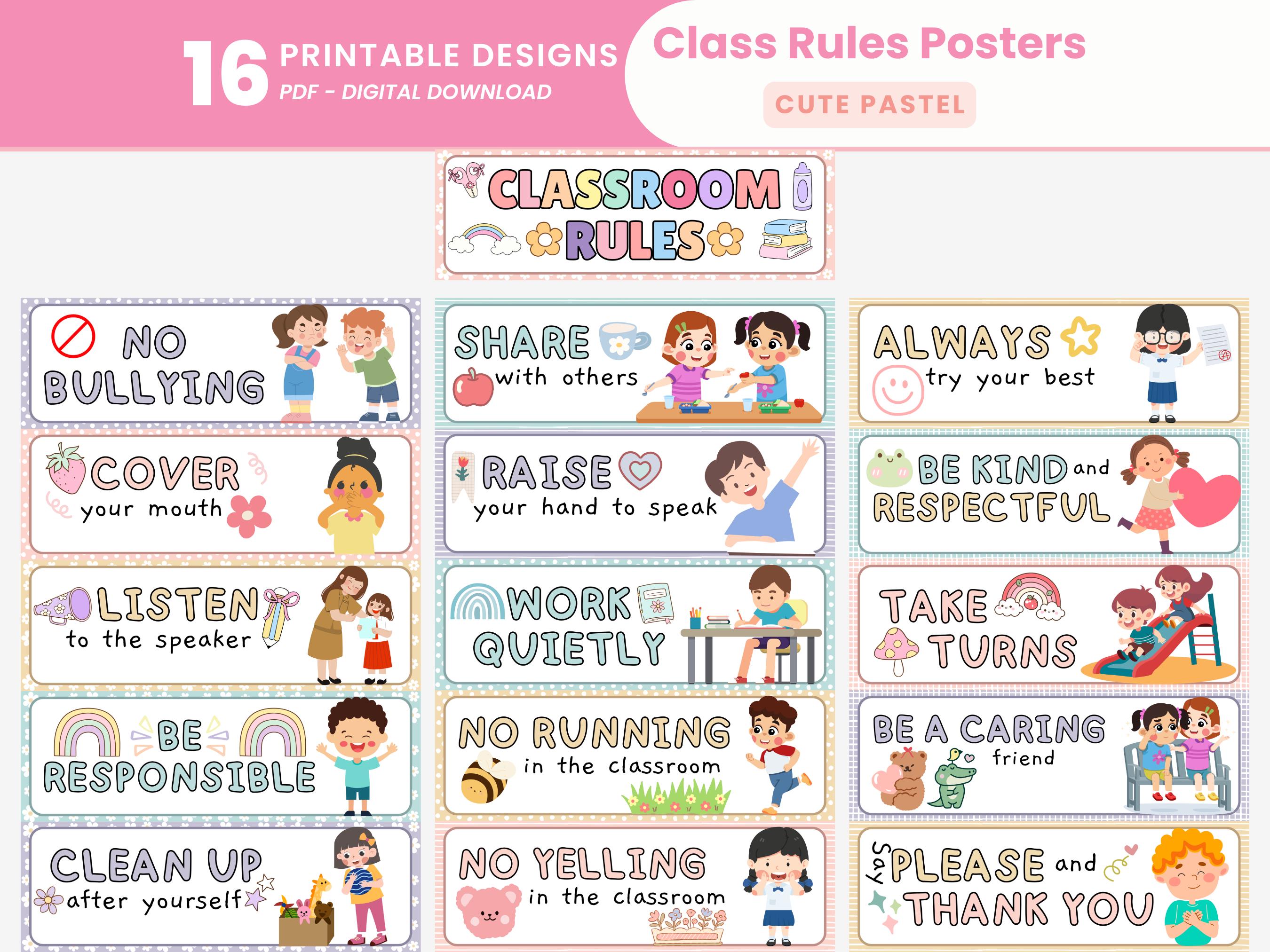 Cute Pastel Classroom Expectations Display Posters Prek Printable ...